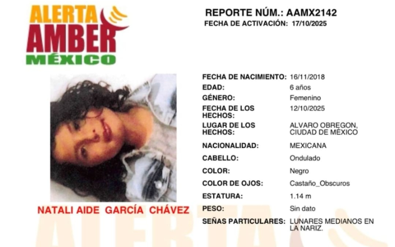 Colaboración de Alerta AMBER para localizar a Natali Aidé Chávez de 6 ...